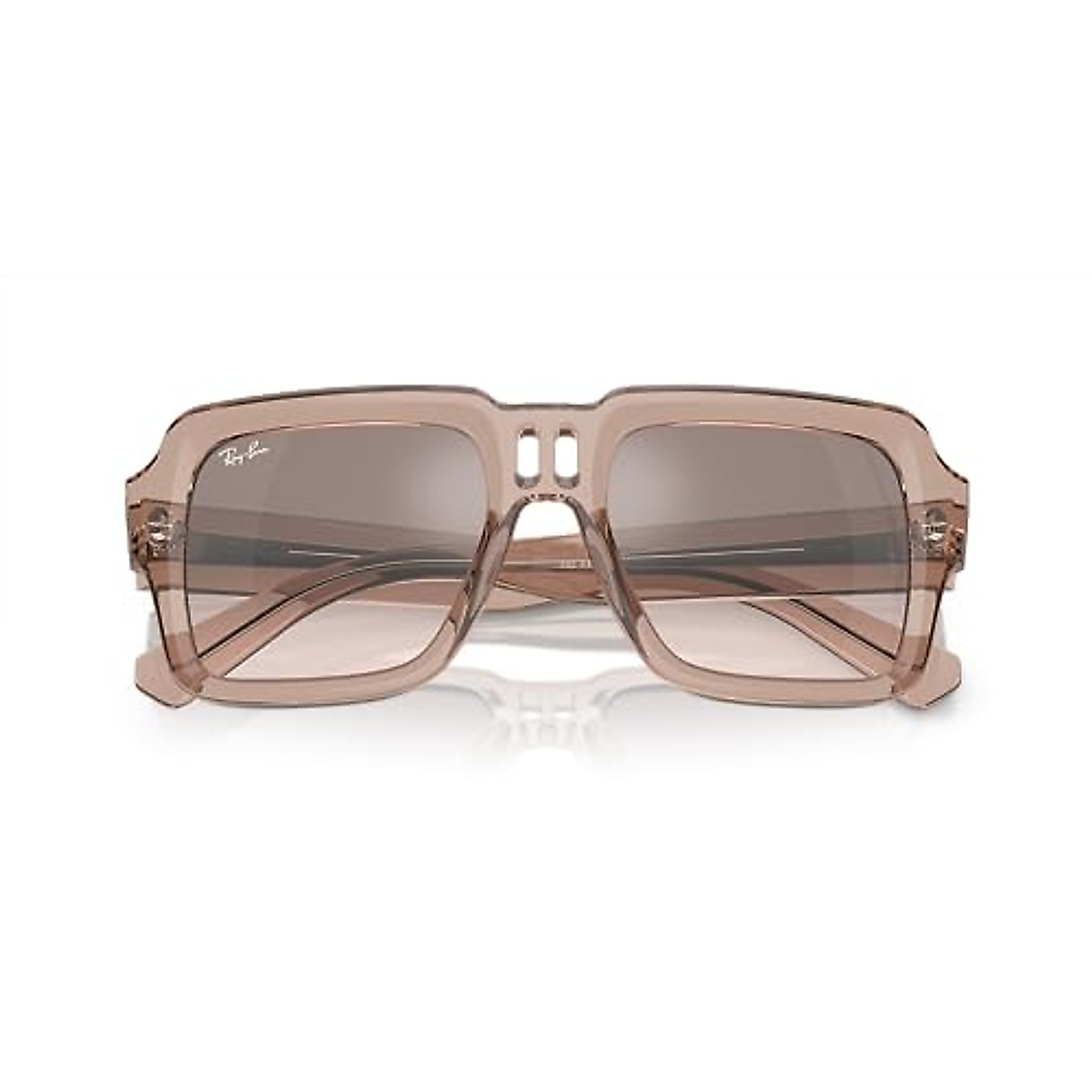Ray-Ban RB4408 Magellan Square Sunglasses, Transparent Light Brown/Light Brown Mirrored Silver Gradient, 54 mm
