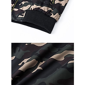 CRYSULLY Mens Jacket Midweight Bomber Sportswear Softshell Jacket Army Green Camo