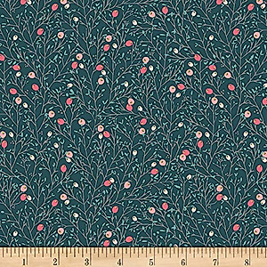 Art Gallery Fabrics Art Gallery Little Town Winterberry Spice Fabric, Blue Green