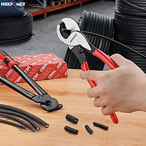 MAXPOWER 2 Pcs Cable Cutter Set, 10-Inch and 14 inches Heavy Duty Cable Cutters for Cutting Copper and Aluminum Cable