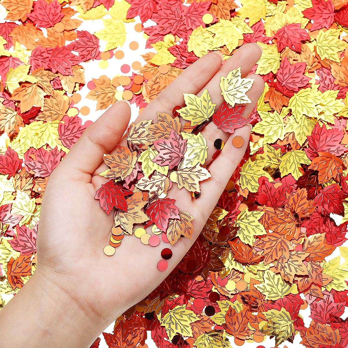 3.5 oz/ 100 g Thanksgiving Fall Confetti Maple Leaf Confetti Foil Metallic Sequins Fall Confetti for Autumn Holiday Thanksgiving Party Supplies