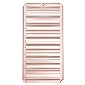 mDesign Silicone Heat-Resistant Hair Care Styling Tool Mat for Curling or Flat Irons, Straighteners on Bathroom Countertop, Raised Edges, Non-Slip, Waterproof, Linelle Collection, Light Pink/Blush