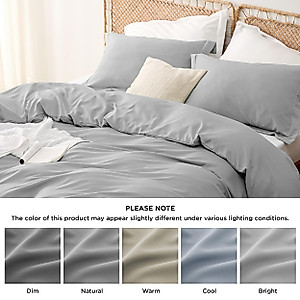 Bedsure Bundle of Polyester and Rayon Derived from Bamboo Blend Duvet Cover Set and Sheet Set of Rayon Derived from Bamboo, King Size