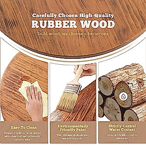 AA Products Industrial Bar Table & Stools Sets, 23.6" Dia Swivel Round Wood Adjustable Height Bar Table and Chairs Set for Party Bistro Cafe Cocktail Whiskey Equipped with Crank Handle