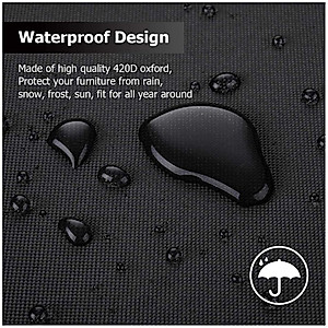 Outdoor Covers for Patio Furniture Set-Round - Beige, 55x24inch, 420D Heavy Duty, Waterproof UV Resistant, Patio Furniture Covers, Outdoor Table Cover, for Your Outdoor Coffee Table and Chairs