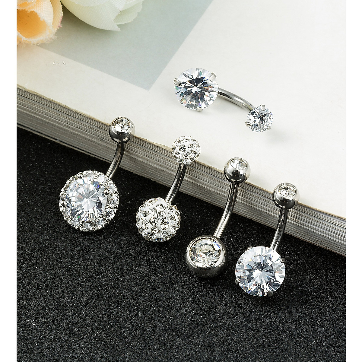 REVOLIA 14G Stainless Steel Belly Button Rings for Women Navel Rings CZ Body Piercing