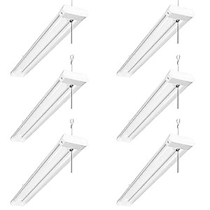 Lepro 4ft Linkable LED Shop Lights, 42W 4200lm Garage Ceiling Light Fixture, 4000K Neutral White, 250W Equivalent Surface Flush Mount or Hanging Workshop Bench Light with Plug and Pull Chain, 6 Packs