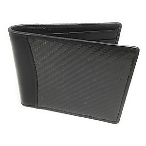 Namotu Real Carbon Fiber Wallet w/RFID Blocking Tech, Leather at Hinges and Trim - ID Window - Mens Slim Thin Real Carbon Bifold to Protect Your Money and Cards Identity
