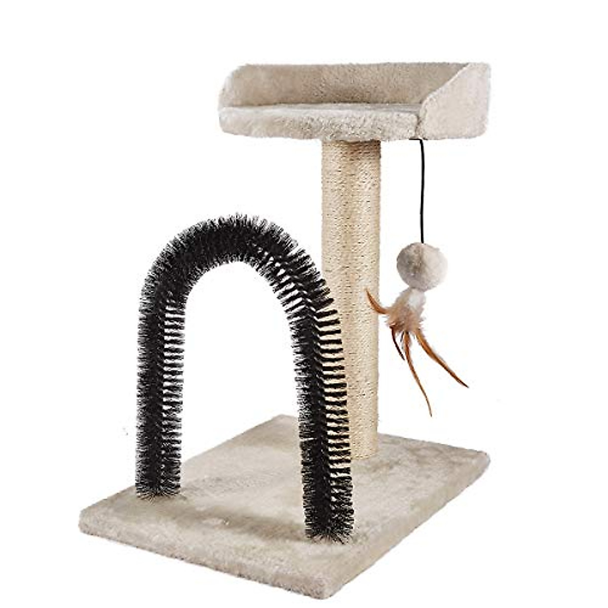 PEEKAB Cat Scratching Post with Cat Tower Tree and Cats Arch Self Groomer Massager Brush Kitty Ball Toys for Kittens and Small Cats