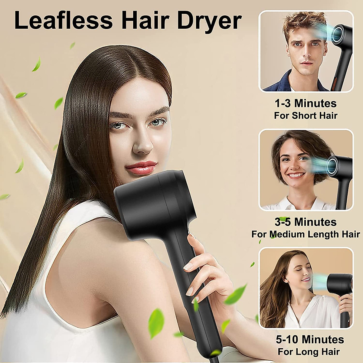 Ionic Hair Dryer, High Speed Blow Dryer, 110, 000 RPM Brushless Motor for Fast Drying, Low Noise, Memory Function, Reduce Frizz, Professional Hairdryer with Magnetic Nozzles, Diffuser for Home, Salon