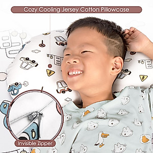 BYRIVER 12x22 Kids Pillow for Sleeping, Small Bed Pillow for Toddler Youth Boy Girls, Cooling Breathable Pillowcase, Small Pillow for Daycare Preschool Nap Time, Gifts for Kids Ages 3-8(CarCity)