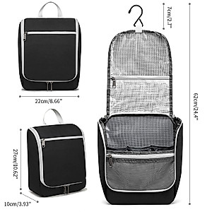 Della Gao Black Water Repellent Polyester Hanging Toiletry Bag for Travel