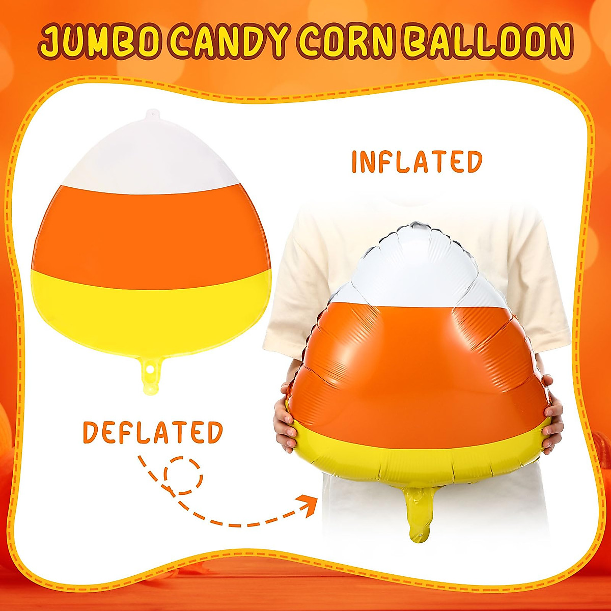 Hungdao 20 Pcs Thanksgiving Pumpkin Balloons Big Candy Corn Balloons Foil 20 Inch Fall Balloon for Halloween Party Supply Birthday Wedding Decorations