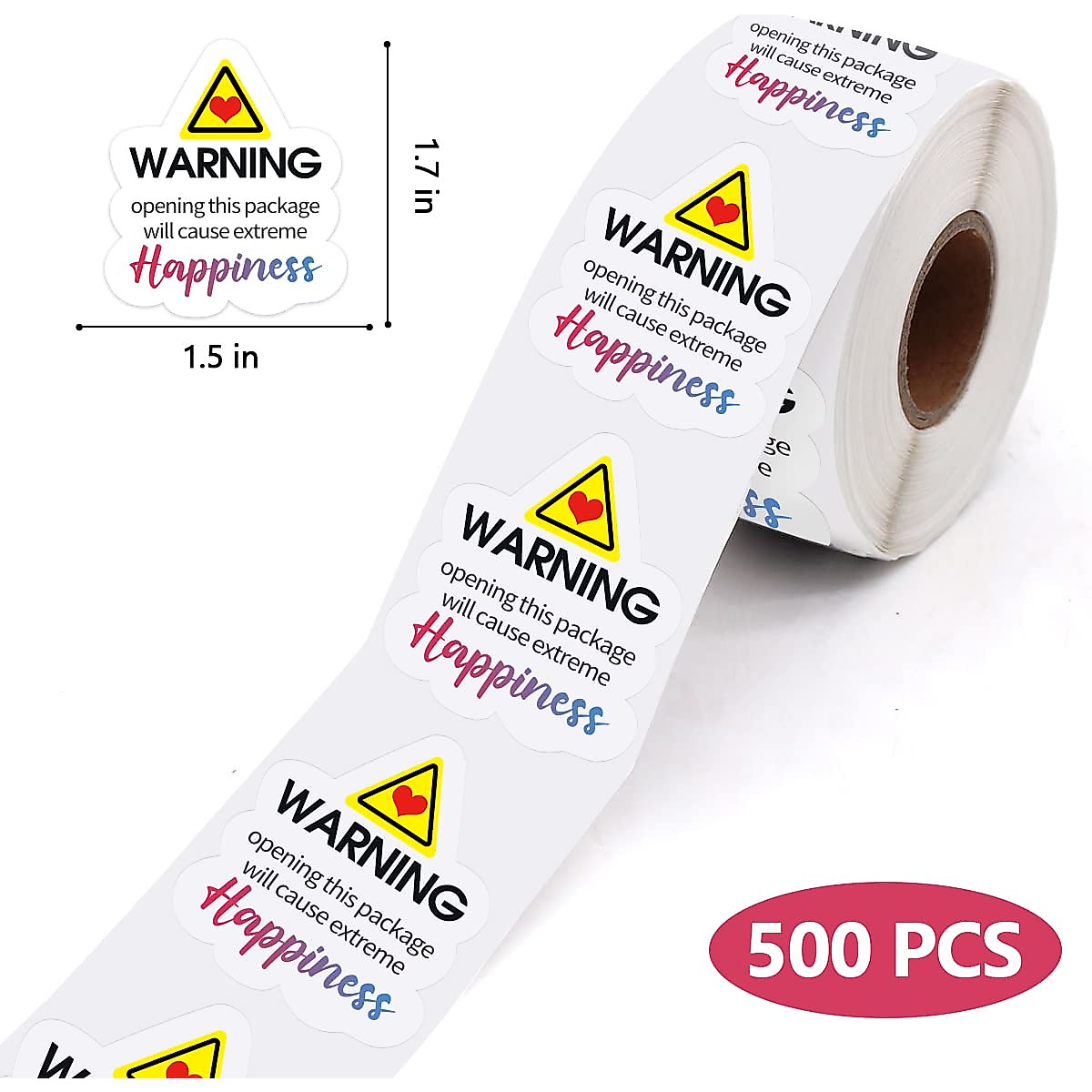WHING Warning Opening This Package Will Cause Extreme Happiness Thank You Stickers Labels , Order Packages Envelope Seals Decorative Label Ideal for Business Gift Bags and Retailers, 500pcs