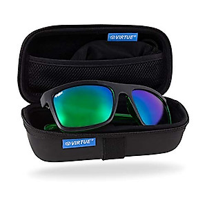 VIRTUE V-Paragon Polarized Sunglasses - Polished Black with Emerald Lens