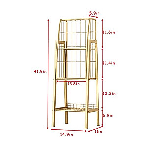 DOORXIFO Modern Gold Bookcase Freestanding,Heavy Duty Metal Gold Bookshelves Organizer for Bedroom Home Office,Gold Storage Rack Book Rack.
