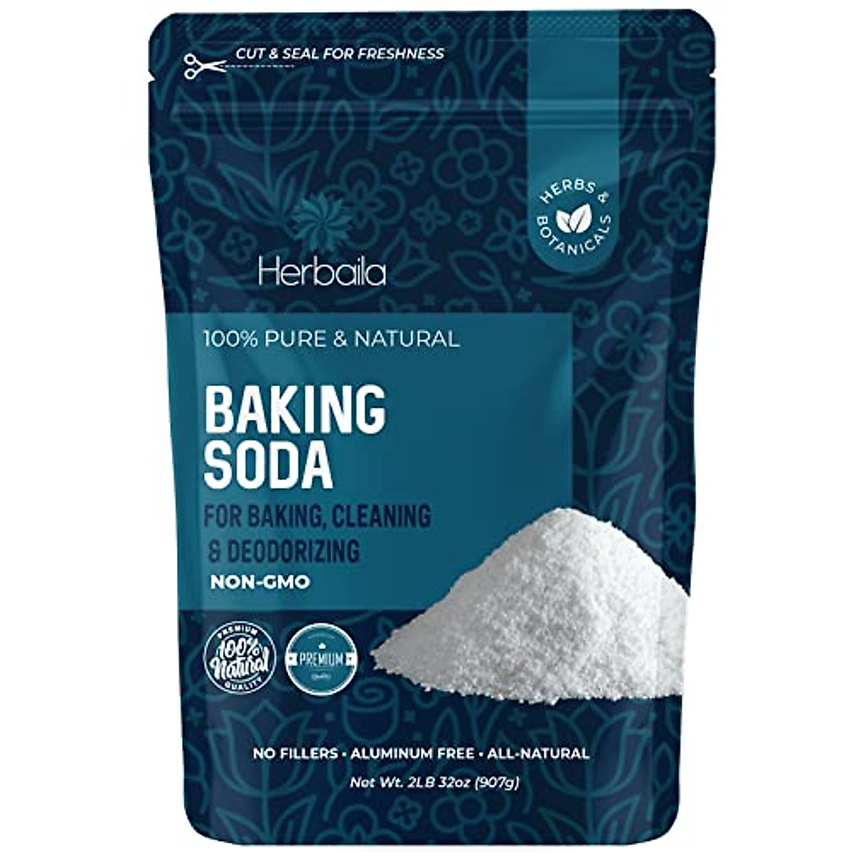 Baking Soda Bulk 2lbs, Food Grade baking soda for baking, cleaning, deodorizing and household usage, Baking soda for pool cleansing, Gluten Free, No Fillers, made in the USA