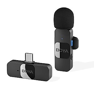 BOYA Wireless Lavalier Microphone for Android USB C Smartphone Tablet External Noise Canceling Mini Lapel Type C Microphone for iPhone 15 Clip-On Mic for Video Recording Podcast YouTube Live Streaming