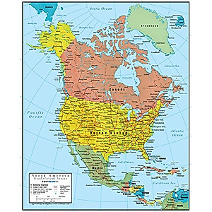 Swiftmaps North America Wall Map GeoPolitical Edition (18x22 Laminated)