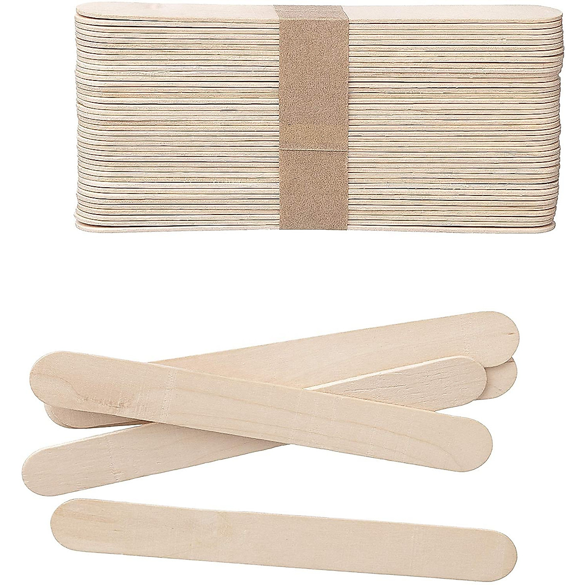 Bzbuy 100 Pieces Large Wax Sticks, Wood Waxing Craft Sticks Spatulas Applicators for Hair Removal Eyebrow and Body