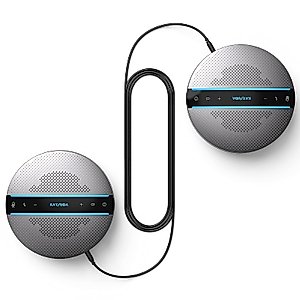 KAYSUDA Bluetooth Conference Speakerphone SP300KIT 2pk Bundle, up to 16 Attendees, 18H Call Time, 360°Voice Pick-up 2x6 AI Echo & Noise Canceling Microphones, Daisy Chain