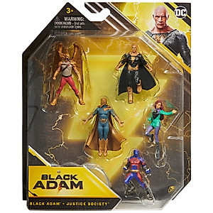 DC Comics, Black Adam Justice Society Set 5-Pack, 2-Inch Action Figures with Stands, Black Adam Movie Collectible Kids Toys, Ages 3 and Up
