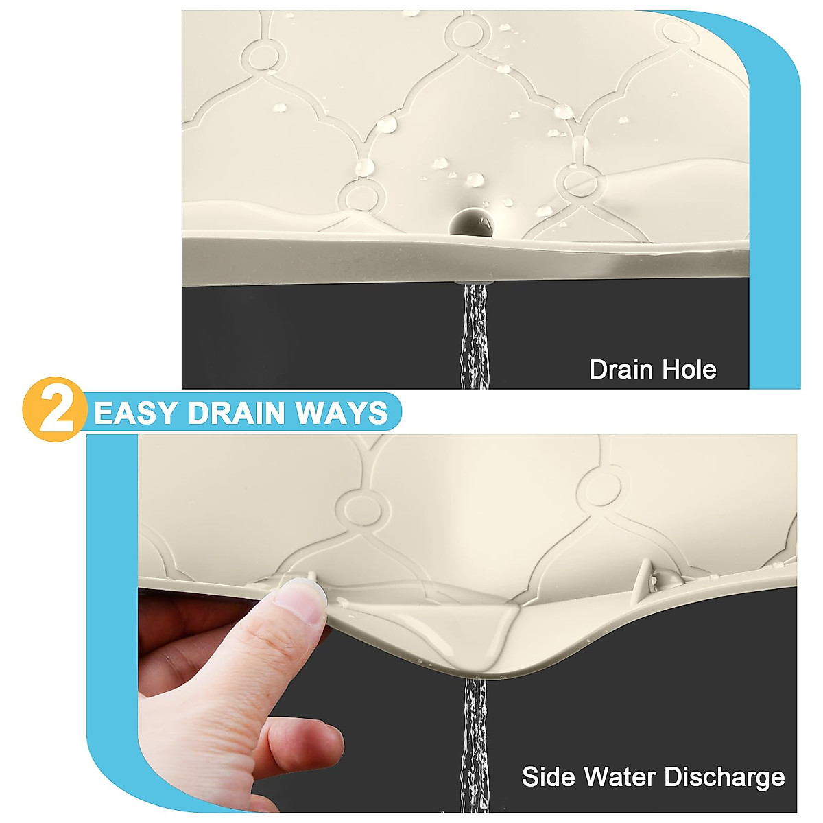 WowDay Under Sink Mat, 34”x22” Silicone Under Sink Mats for Kitchen Waterproof, Thick Under Sink Liner with Drain Hole, Bathroom Under Sink Tray, Undersink Mat Cabinet Protector for Leaks Spills