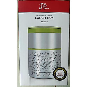 Lille Home Vacuum Insulated Stackable Stainless Steel Thermal Lunch/Snack box, 2-Tier Bento/Food Container with Lunch bag, Smart Diet, Weight Control, 32 Ounces, Pink