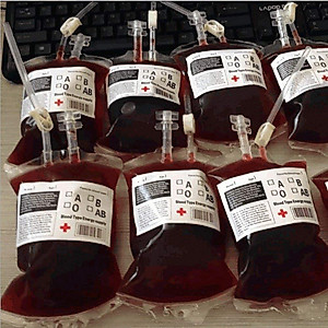 Blood Bag for Drinks â€“ 12 Pieces IV Blood Bags/Container 15 Fl Oz /450ml for Halloween Zombie Party Favors, Nurse Decorations, Gag Gift