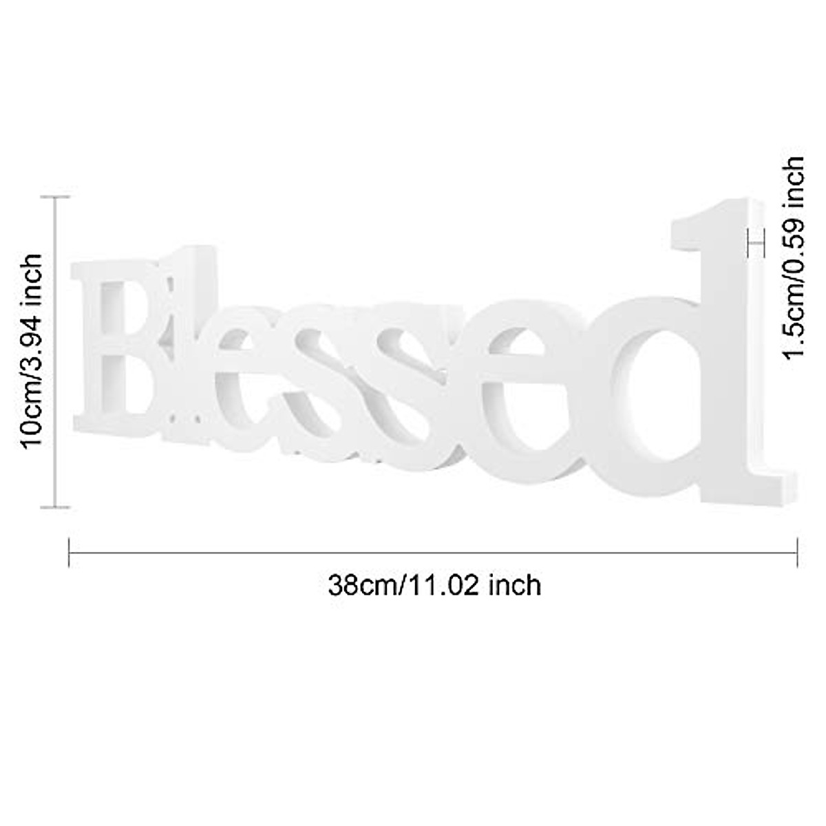 Blessed Letter Table Sign Blessed Standing Letter Table Sign Rustic Wooden Home Signs Decor for Valentine's Day Wedding Graduation Party Baby Shower First Communion Christening Decorations (White)