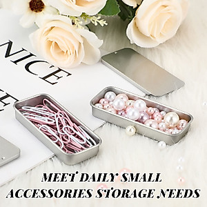 Norme 40 Pcs Small Slide Top Tin Lip Balm with Lids Rectangular Metal Containers for Lip Balm Candies Jewelry Crafts Pills Storage Kit(3.15 x 1.38 x 0.43 Inch,Silver)