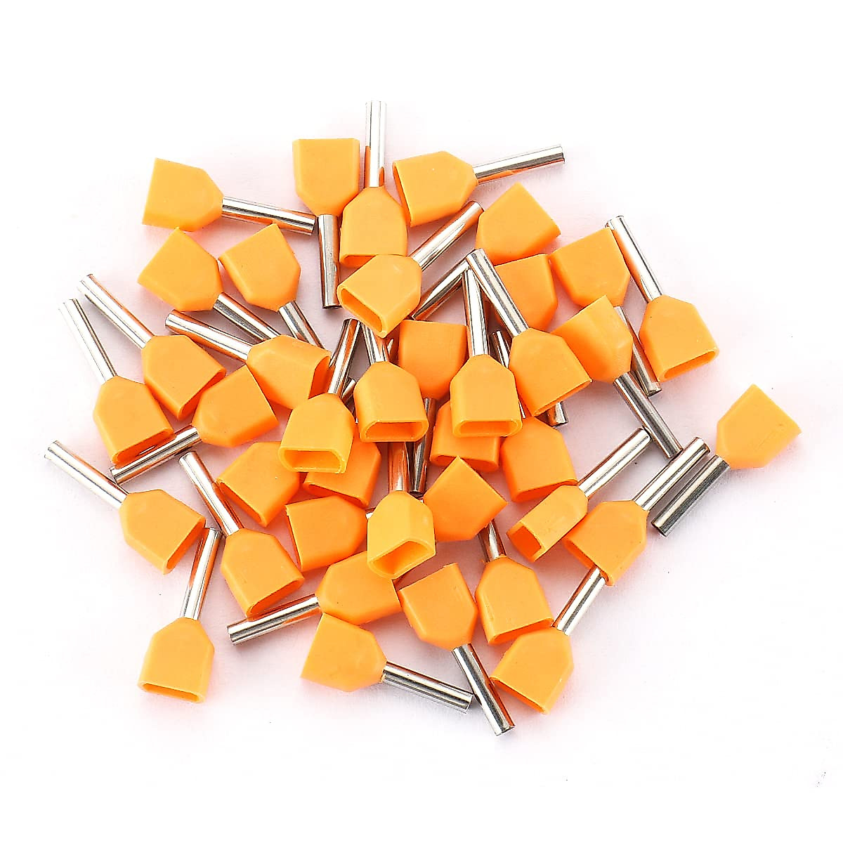 Baomain AWG 22/0.5mm² Wire Copper Crimp Connector Twin Insulated Ferrule Pin Cord End Terminal TE0508 Orange Pack of 200