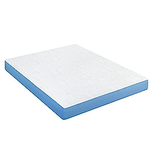 Oleesleep 6 Inch Ventilated Gel Infused Memory Foam Mattress, CertiPUR-US Certified, Blue, Queen