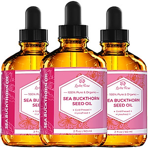 Leven Rose Sea Buckthorn Seed Oil, 100% Pure Unrefined Cold Pressed for Hair Skin and Nails (2 oz)