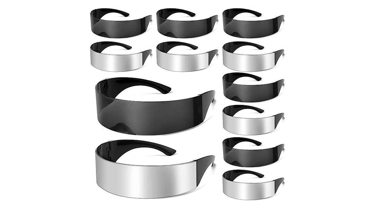 Copkim Futuristic Cyber Visor Sunglasses - 12 Pairs