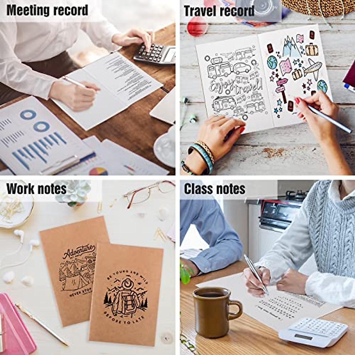 EOOUT 48pcs A5 Kraft Paper Notebooks, Journal Notebooks Bulk, Blank Paper, 60 Pages, 80GSM, 8.3 X 5.5 Inch, Travel Journal Set, for Travelers, Students and Office Supplies