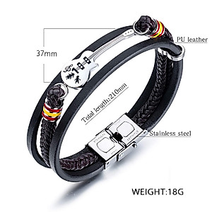 Mishow Mens Womens Leather Bracelet Guitar Handmade Braided Multi-Layer Wrap Bracelet, 8.26 inches