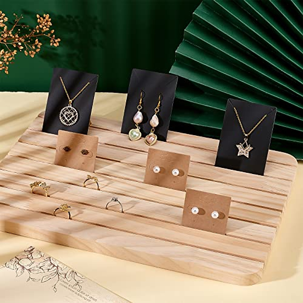 PH PandaHall Jewelry Display Stand, Wood, 13x9 Inch, Business Card Holder, Organizer, Table Displays for Selling Earring Showing