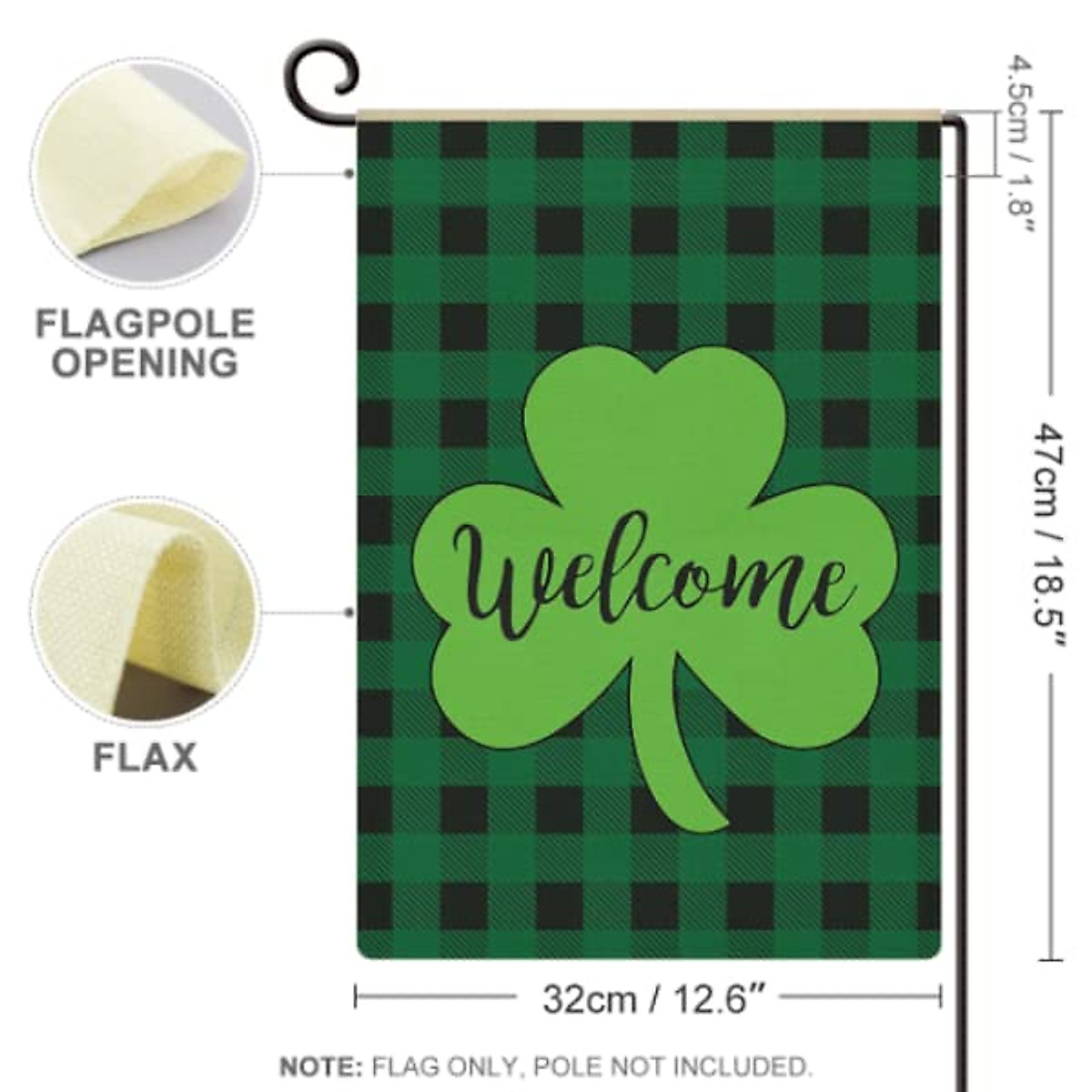 St Patricks Day Garden Flag 12.5x18 Vertical Double Sided Decorative Happy St Patricks Day Shamrock Welcome Garden Flag for Outside Yard Lawn Outdoor St Patricks Day Decoration-L10