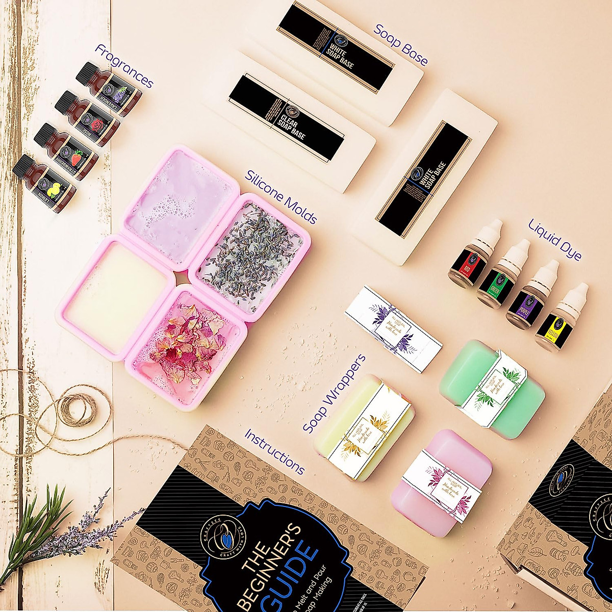 CraftZee Soap Making Kit for Adults and Kids - Soap Making Supplies with Glycerin Soap Base, Silicone Molds, Fragrance Oils & More Melt and Pour Soap DIY Craft Kits