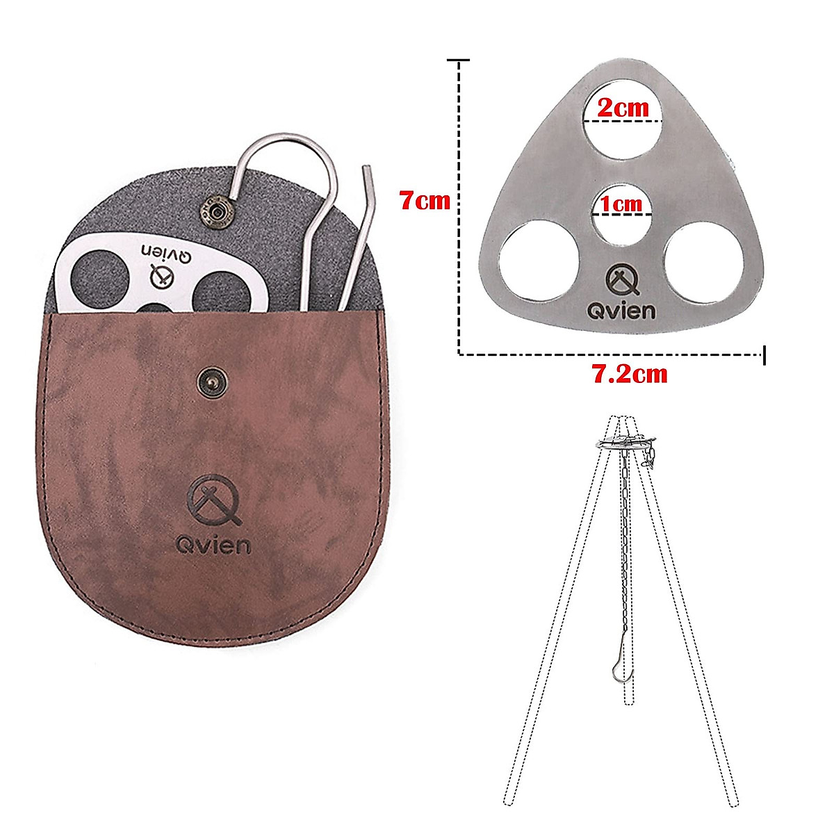 INYX SHOES Outdoor Cooking Kitchen Camping Branches Tripod Board Stainless Steel Campfire Support Plate with Adjustable Chain for Hanging Cookware Lightweight Portable Durable (Style1)