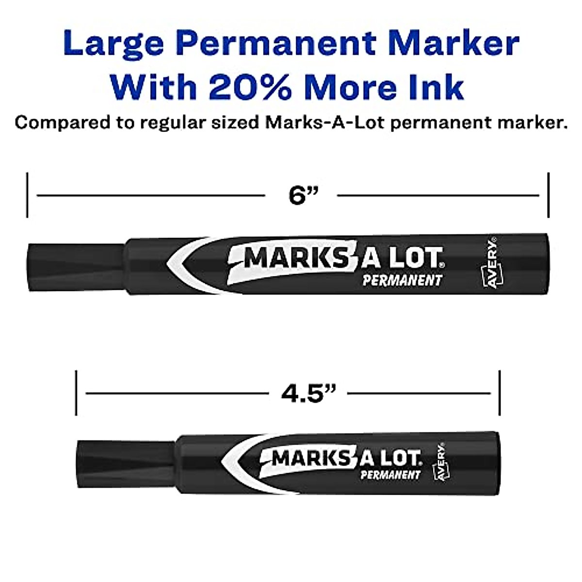 Avery Marks-A-Lot Large Desk-Style Chisel Tip, Value Pack 36 Black Permanent Markers are perfect for signs and posters (98206)