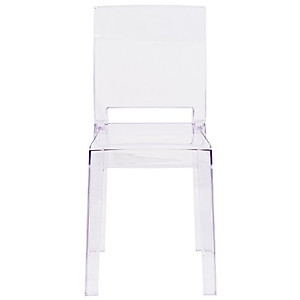 Flash Furniture Emilie Ghost Chair with Square Back in Transparent Crystal