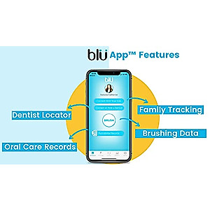 Blu Smart Bluetooth Enabled Kids Toothbrush with Live Tracking App to Teach Children Healthy Brushing Habits, Share Results with Your Dentist (Blue). Wireless Rechargeable Electric.