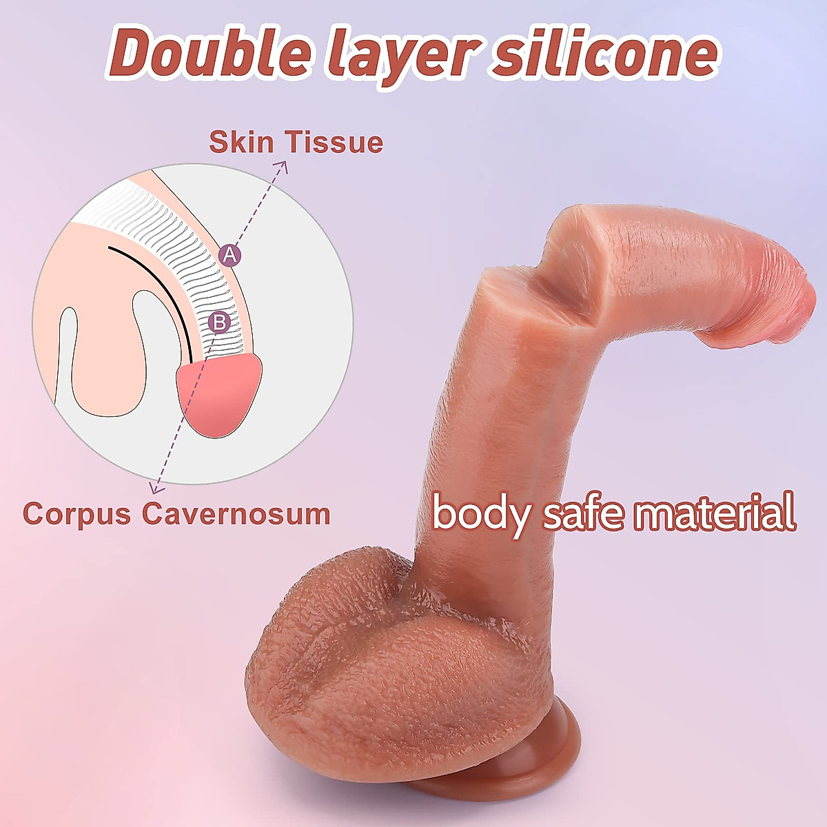 Yontuy Realistic Dildo for Women, Anal G-Spot Dildo with Lifelike Glans Veins Testicles & Hands-Free Strong Suction Cup, 8.5'' Liquid Silicone Realistic Dildos Adult Sex Toys for Vaginal Anal Play