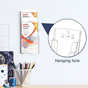 Crtiin 2 Pieces Acrylic Brochure Holder Brochure Display Stand 4 Tier Clear Pamphlet Flyer Holder Acrylic Magazine Holder Clear Acrylic Organizer for Wall Mount or Countertop (4 x 9 Inch)