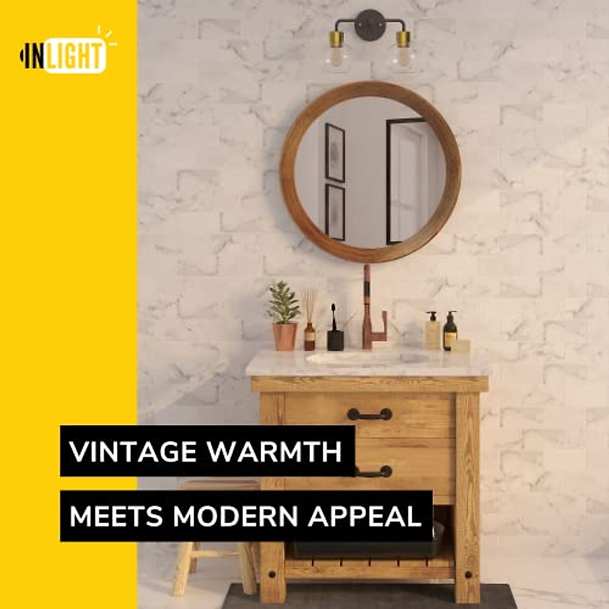 Inlight 16" Wide Black and Brushed Gold 2-Light Vanity Bath Light with Clear Seedy Glass Globe Shades, Bulb Not Included, IN-0443-2-GD