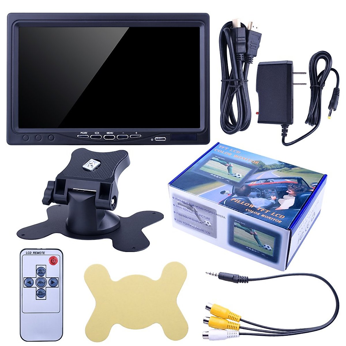 Kuman 7 Inch IPS Display 1024x600 LCD Screen Computer Monitor for PC Laptop Raspberry Pi 4 3 2B B RPI 1 B+ A+ with HDMI VGA Input, DVD VCR Car and Remote HDMI Cable SC7J