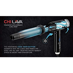 CHI Volcanic Lava Ceramic Curl Shot 1" Curling Iron With Cool Shot Locks In Curls. Durable Barrel. Smooth Glide. Ionic Shine., Black, 1 pounds