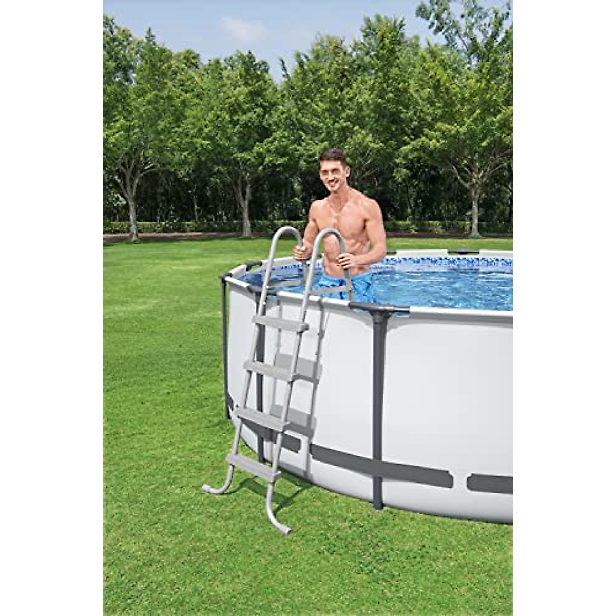 Bestway Flowclear Above Ground Swimming Pool Ladder 48" | Corrosion-Resistant Metal Frame